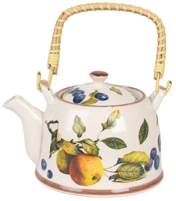 Porcelánová konvička na čaj se sítkem s motivem větviček s ovocem – 800 ml