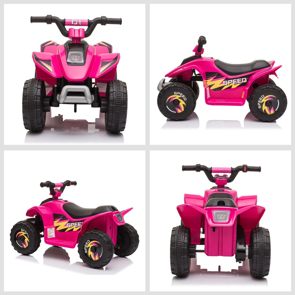 HOMCOM Elektrický čtyřkolový vůz pro děti 18-36 měsíců Elektrické ATV s možností jízdy vpřed a vzad 6V bateriový pohon 20 kg max. zatížení 72x40x45,5…