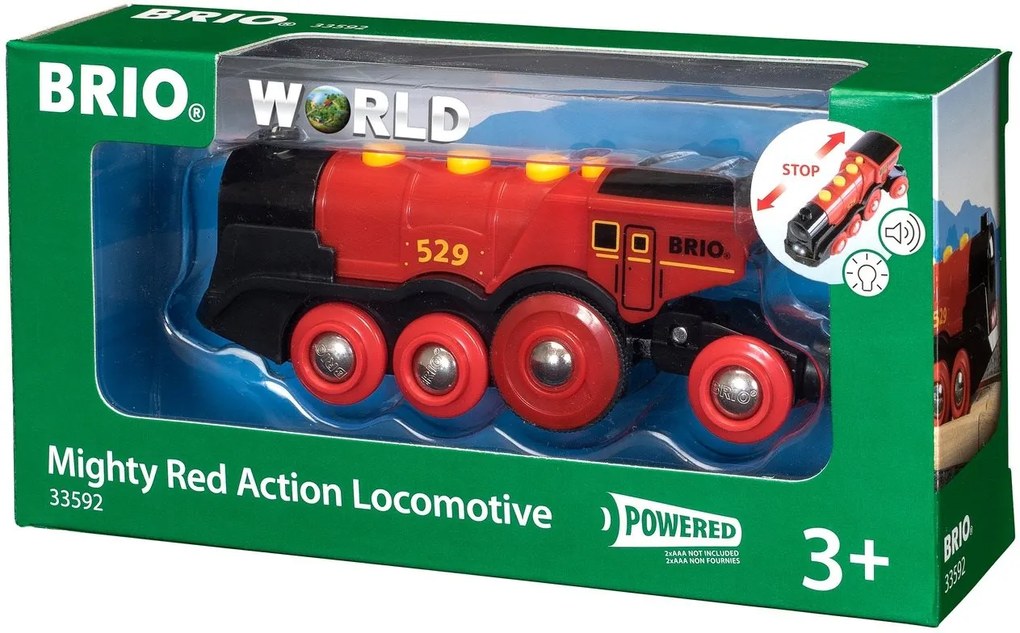 Vláček brio world 33592 mohutná červená akční lokomotiva