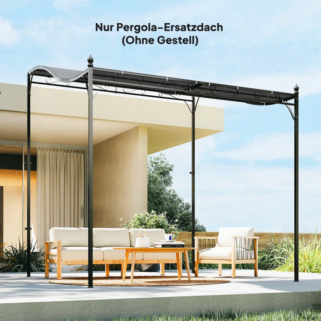Náhradní střecha pro pergolu Markýza pro zastřešení terasy Náhradní střešní plachta pro pavilon 3 x 3 m 298x293 cm Tmavě šedá barva