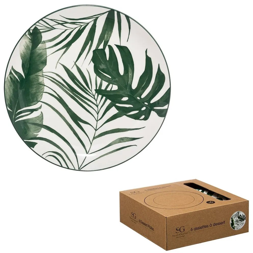 Porcelánový dezertní talíř Leafs, (fi) 19 cm, listy, sada 6ks