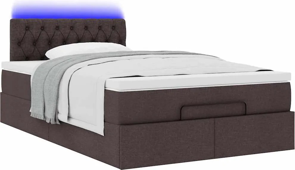 Osmanský rám postele s matrací tmavě hnědá 120x190cm textil 3312377