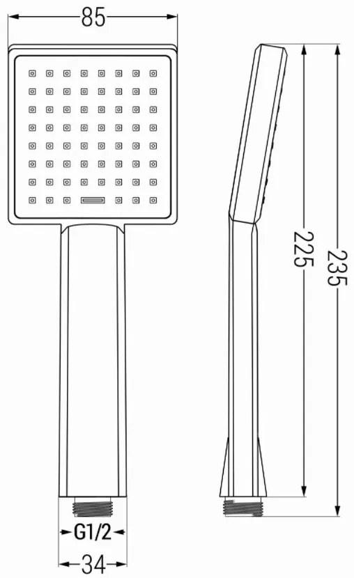 Ruční sprchová hlavice MAXMAX MEXEN R-45 - 1 funkce - 225x85 mm - černá, 79545-70