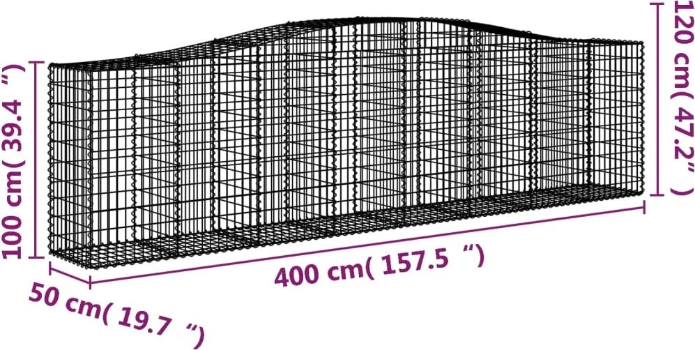 Klenutý gabionový koš 400 x 50 x 100/120 cm pozinkované železo 153415