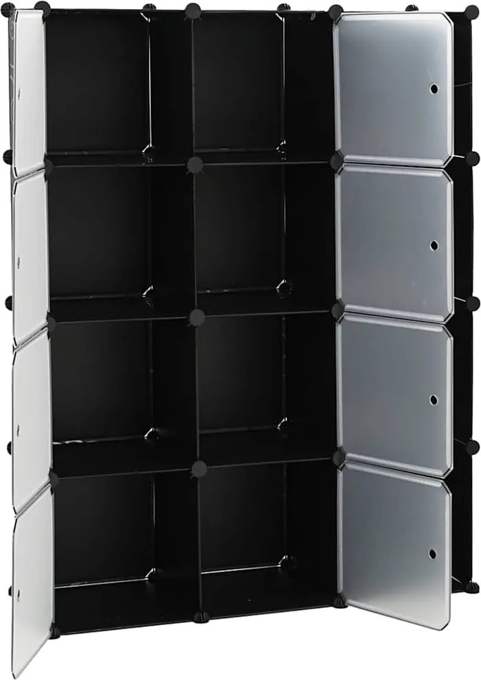 Modulární skříň s 9 přihrádkami 109x36,5x143 cm černobílá 240497