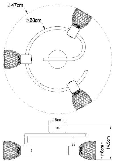 Globo 54809-3 - Bodové svítidlo TEXAS 3xE14/40W/230V matný chrom