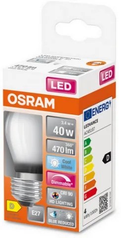 LED žárovka E27 OSRAM 3,4W (40W) neutrální bílá (4000K) stmívatelná