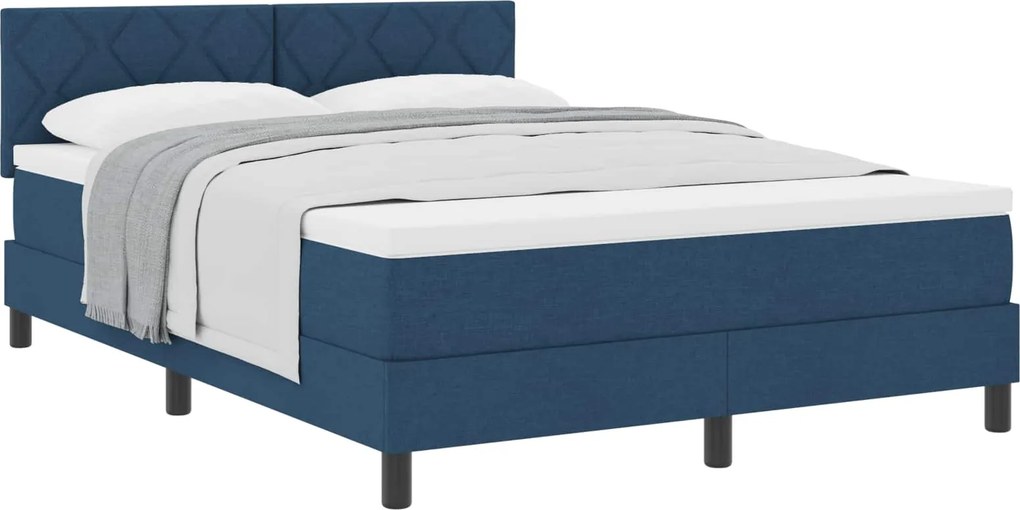 Postel s boxspringem s čelo Modrá 140 x 200 cm textil 3338775