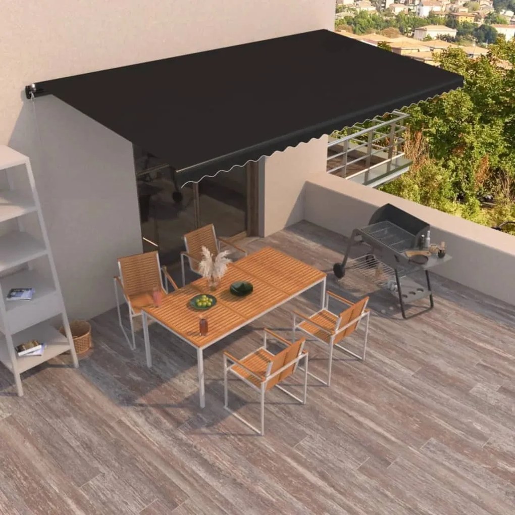 vidaXL Marketos Ručně zatahovací markýza 600 x 350 cm antracitová