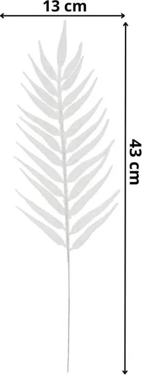 Větvičky kapradí 43cm bílé sada 3ks, vánoční dekorace