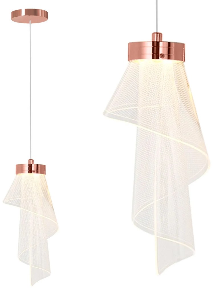 Toolight Toolight, LED závěsné svítidlo, 10W, 4000K, 467lm, APP1765-1CP, růžové zlato, OSW-09309