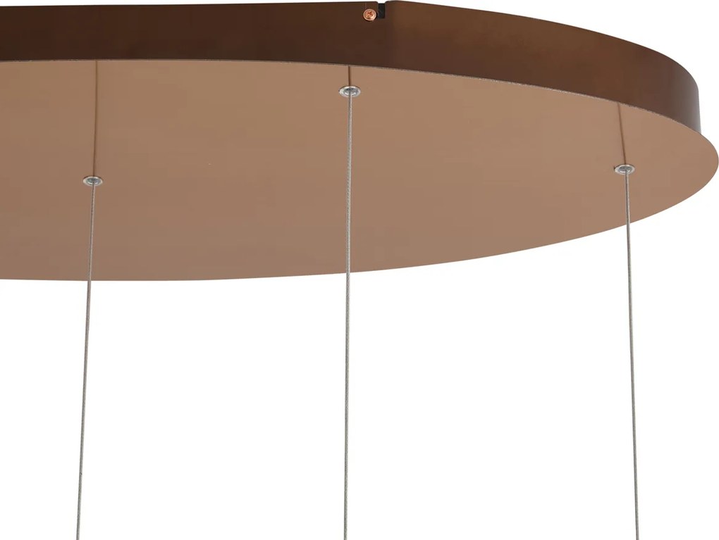 Designové závěsné svítidlo růžové zlato s jantarovým sklem vč. LED, 3-stupňově stmívatelné, 5-světelné Easylift - Fiera