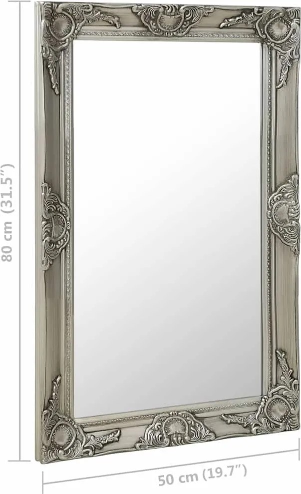Nástěnné zrcadlo barokní styl 50 x 80 cm stříbrné 320322