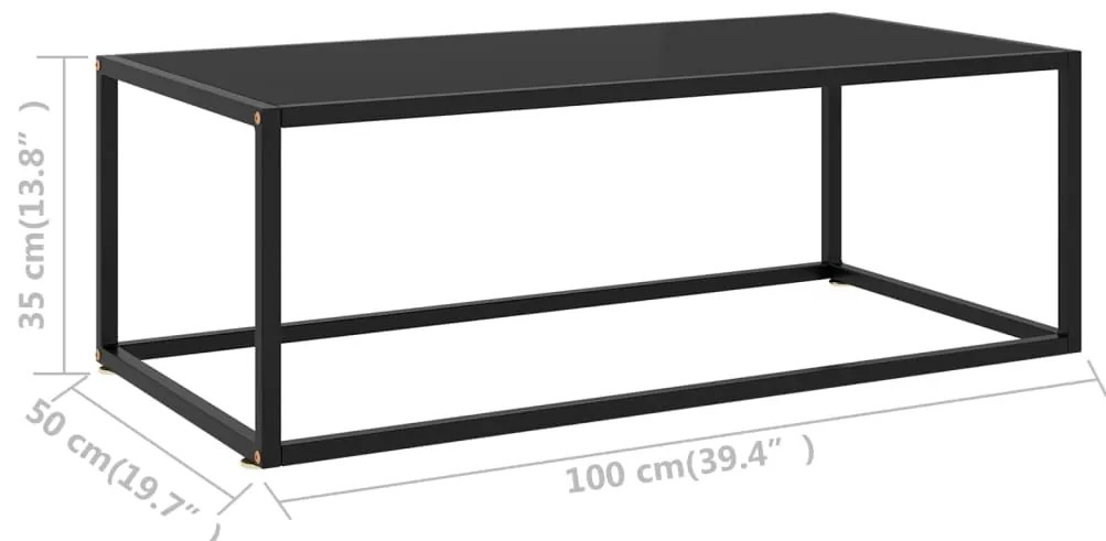 vidaXL Marketos Konferenční stolek černý s černým sklem 100 x 50 x 35 cm