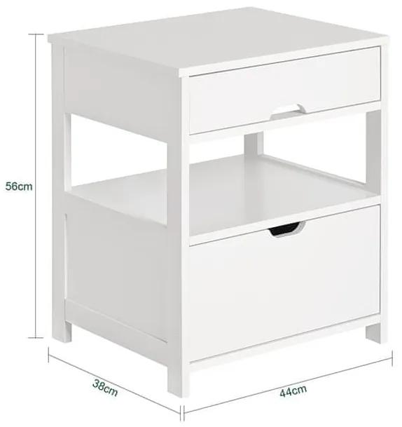 Sobuy FRG258-W Boční stolek Noční stolek se 2 zásuvkami a 2 policemi Bílá 45x55x38cm