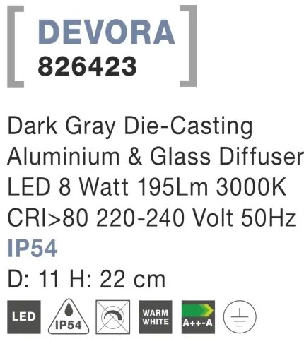 Venkovní LED lampa Devora B 11 tmavě šedé