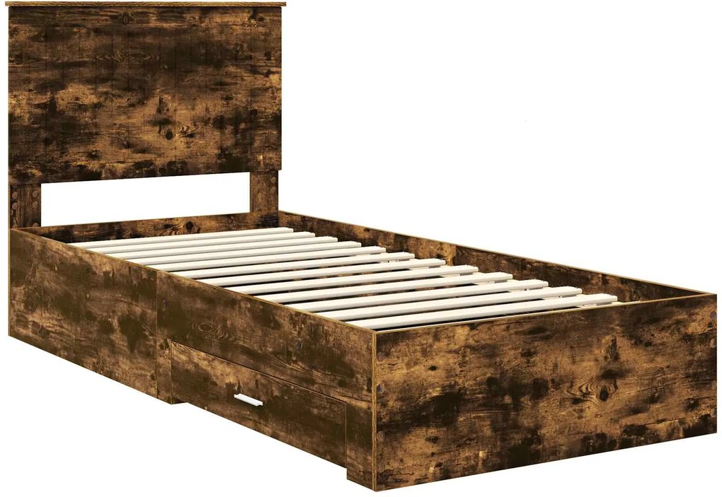 Rám postele s čelo Kouřový dub 90 x 190 cm Kompozitní dřevo 3411363