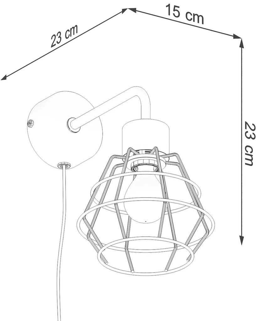 Nástěnné svítidlo Suba, 1x černé drátěné stínítko