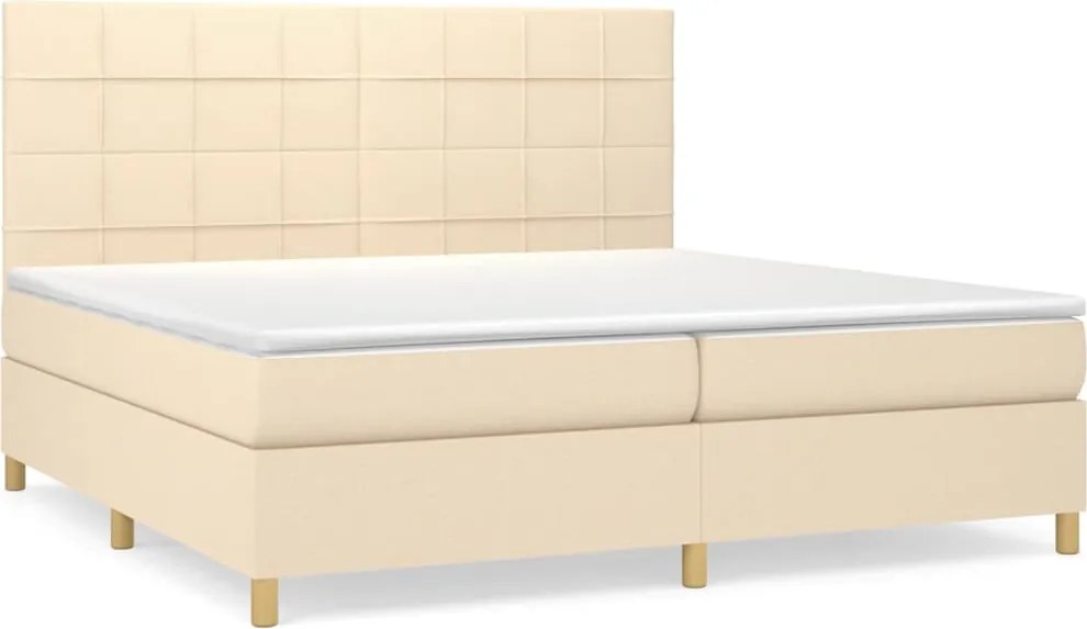 Box spring postel s matrací krémová 200x200 cm textil 3142366