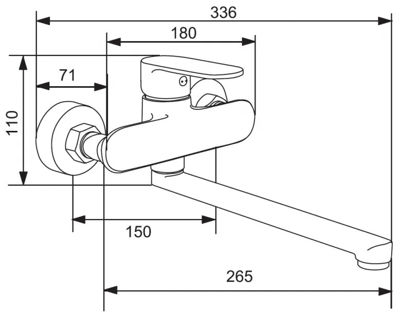 Mexen MILO - vanová baterie s dlouhou výlevkou, Zlatá, 71335-50