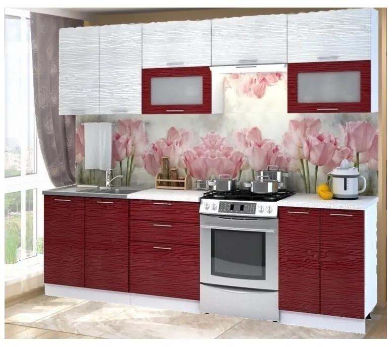 Moderní kuchyňská linka CS-7054, bílá-červená lesk, 260 cm KN nábytek