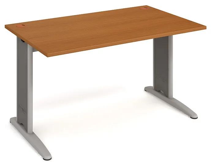 Stůl pracovní rovný 140 cm - Hobis Flex FS 1400 Dekor stolové desky: třešeň, Barva nohou: Stříbrná