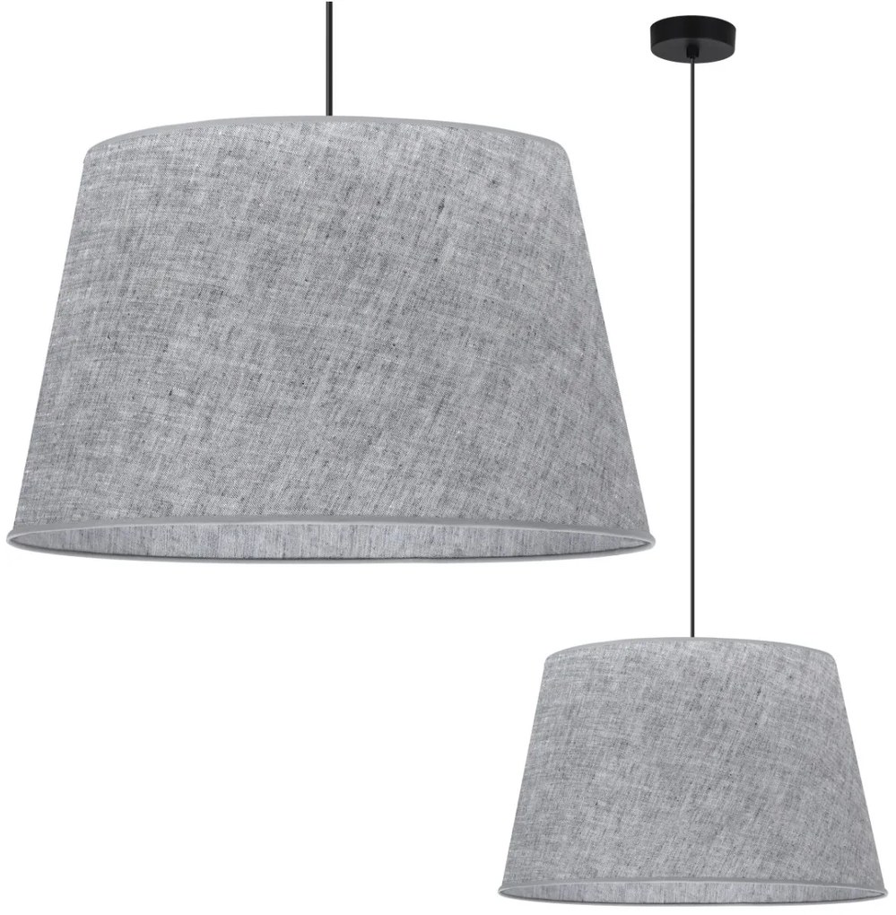 Závěsné svítidlo Len1, 1x šedé textilní stínítko, (fi 44 cm), b
