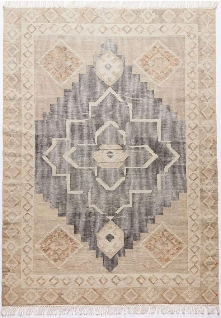 Diamond Carpets India, Ručně vázaný kusový koberec Heriz Wood DE 2005 Grey Mix, 80x150, béžová, chodba / předsíň