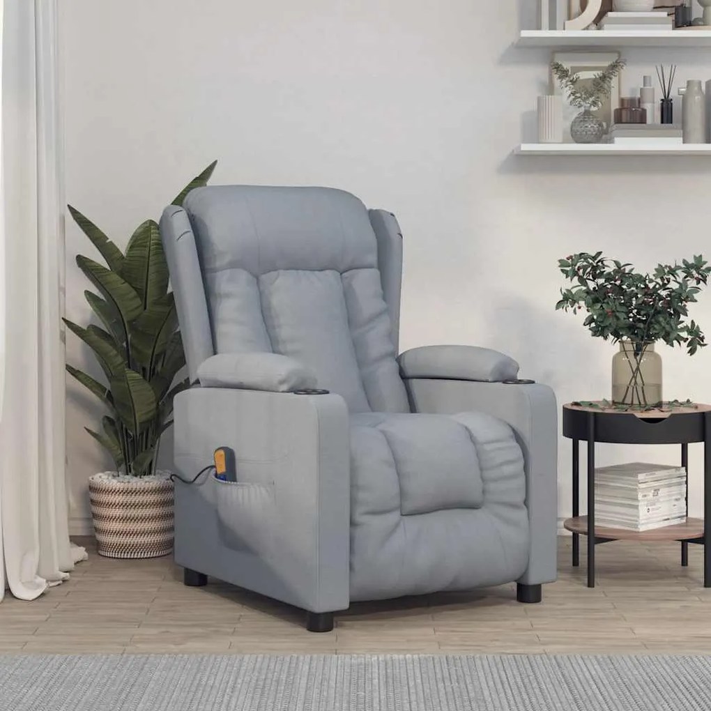 Masážní křeslo světle šedé textil 339058