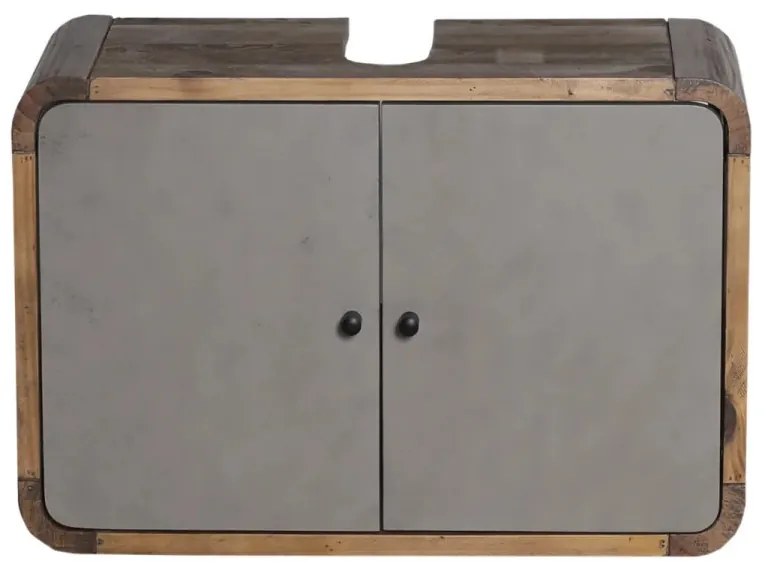 furniture-nabytek.cz - Masivní koupelnová sestava Dingora II z recyklované borovice a MDF, lakovaná, přírodní/šedá