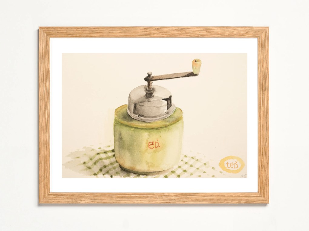 Martina Špinková | Babiččin kafemlejnek Rám: Černý, Velikost: 40 x 60 cm