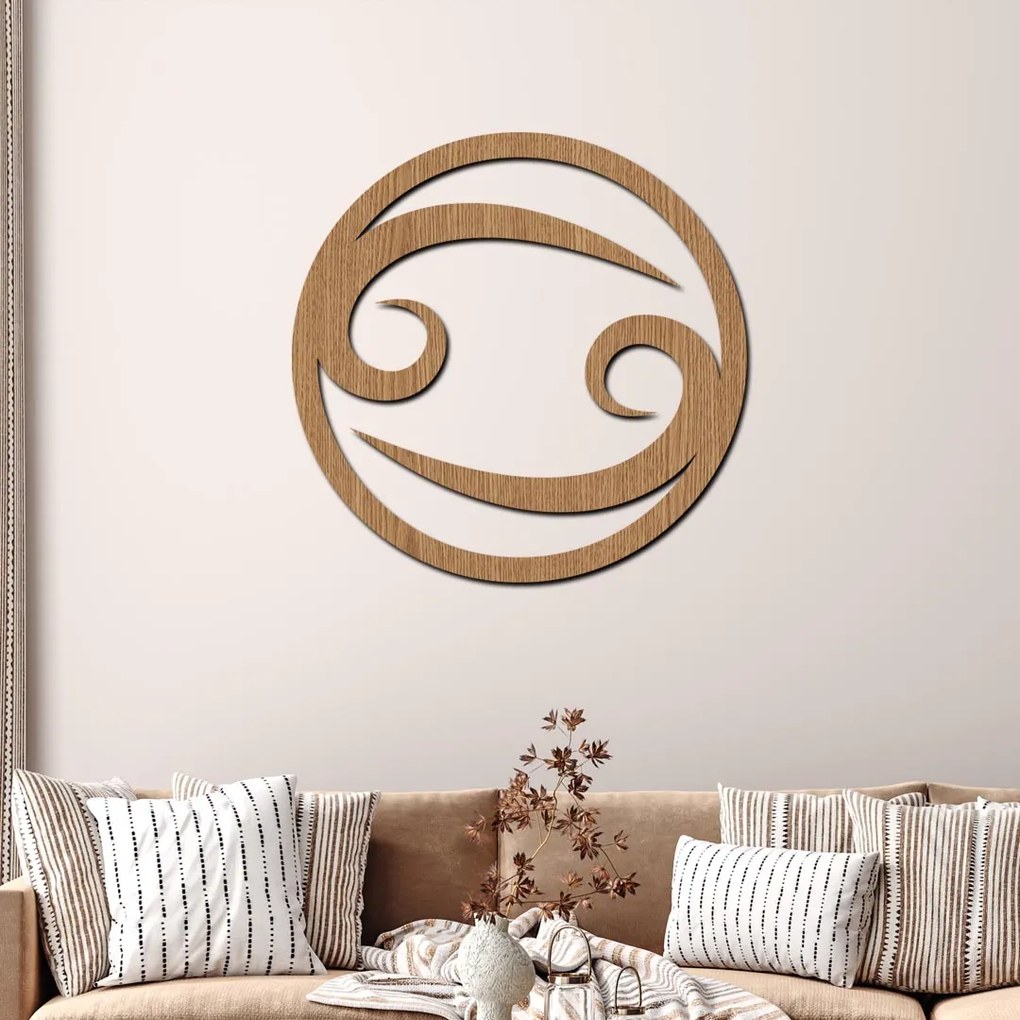 dřevo života Dřevěný obraz znamení zvěrokruhu Rak Zvolte rozměr (cm): 20x20, Zvolte barvu dekoru: Ořech