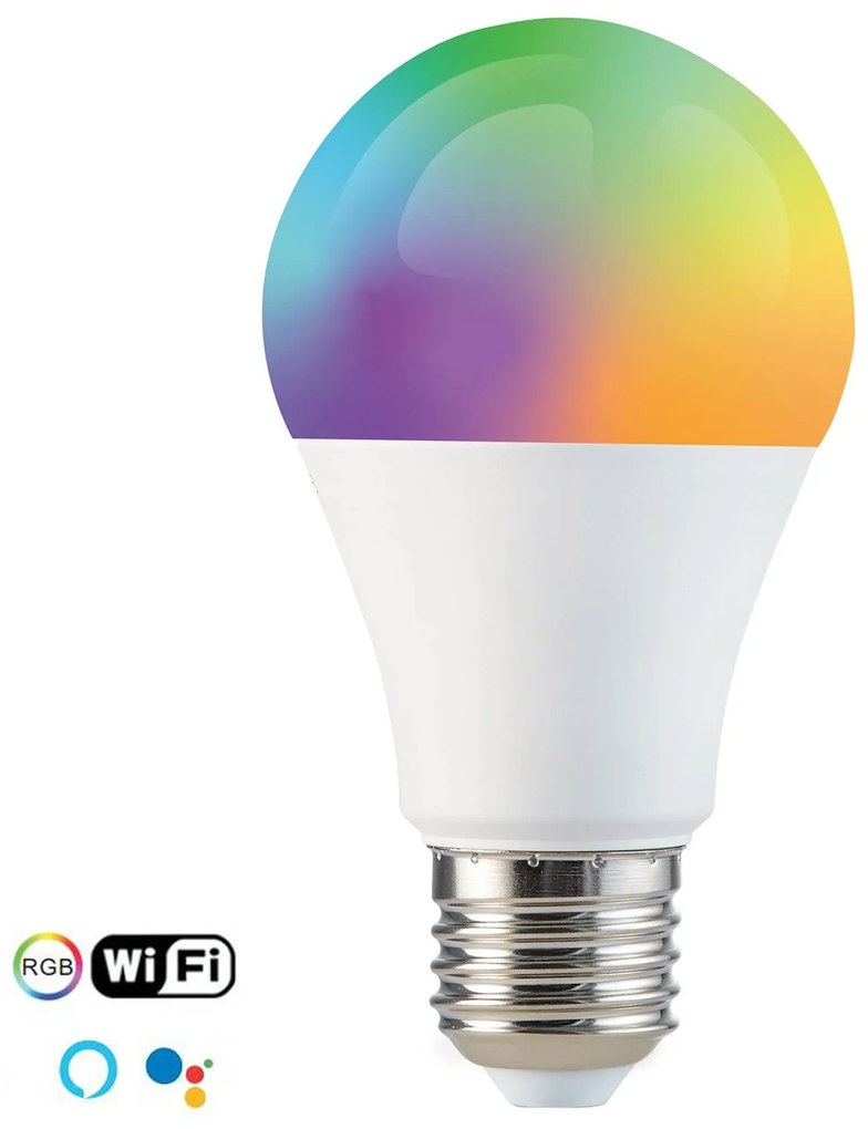 LED žárovka E27 5,5W Tuya app, RGBW, WiFi, dim