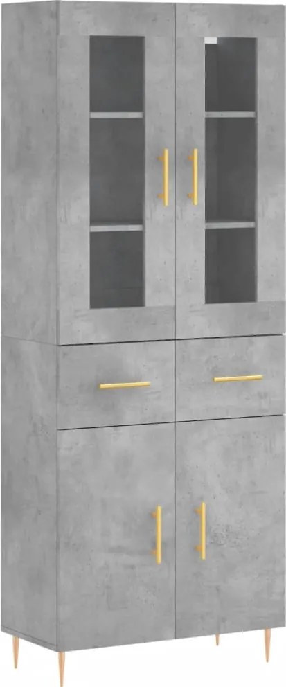 Skříň highboard betonově šedá 69,5x34x180 cm kompozitní dřevo 3198525