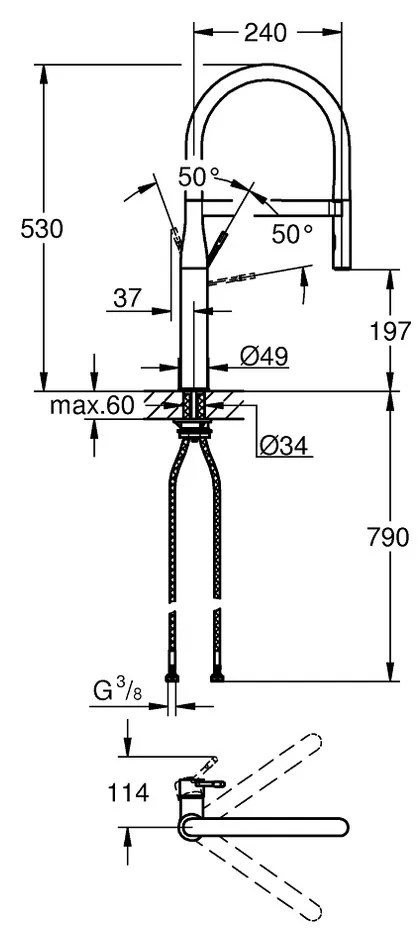 Grohe Essence - Páková dřezová baterie, chrom 30294000