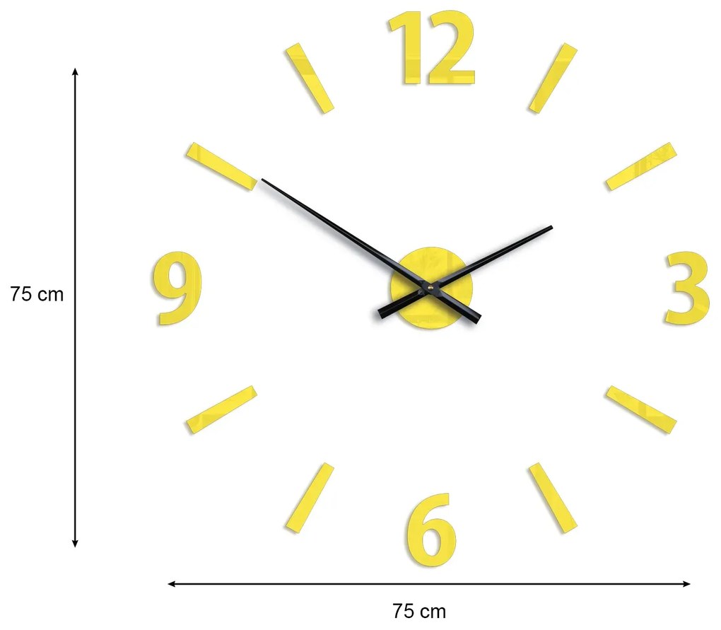 Nástěnné samolepící hodiny Klaus 75 cm žluté