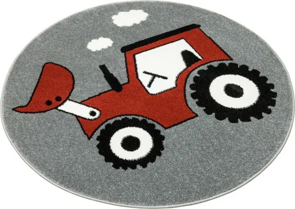 Koberec Lima G753A traktor, červený / šedý kruh