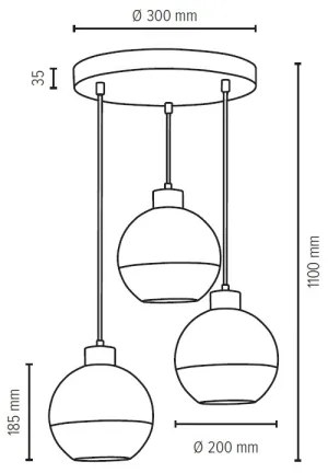 Spot-Light 1860374R - Lustr na lanku LINEA 3xE27/60W/230V