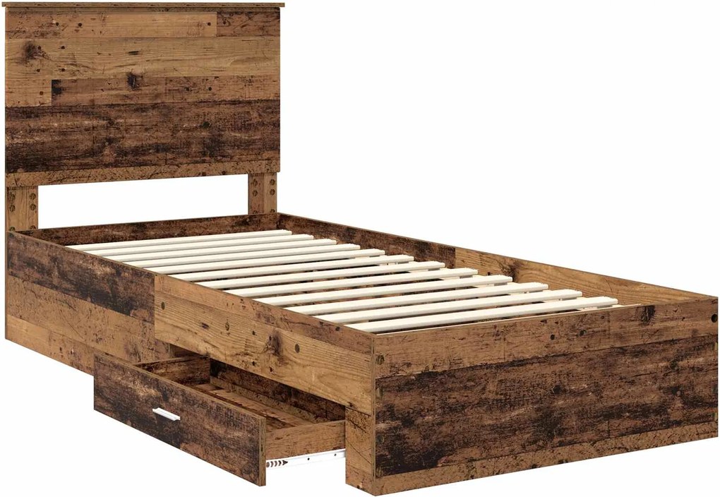 Rám postele s čelo Staré dřevo 90 x 190 cm Kompozitní dřevo 3411366