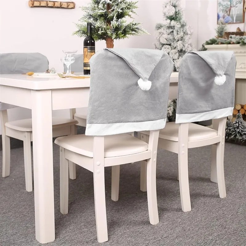 Vánoční potah na židli SANTA CLAUS šedý 1 ks