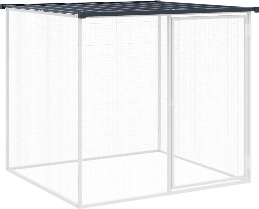 Klec pro kuřata se střechou antracitová 203 x 98 x 90 cm pozinkovaná ocel 3189049