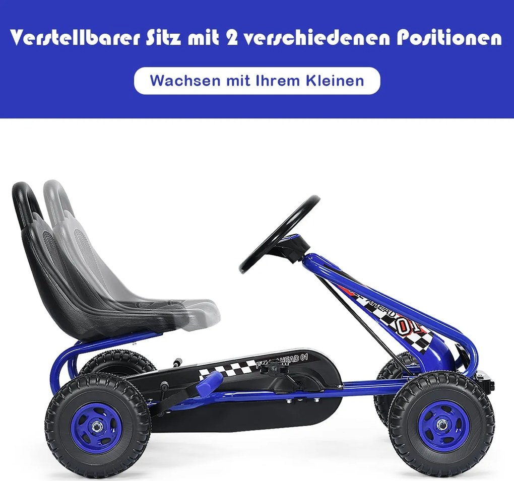 Costway Vozík Gokart s pedálem ruční brzdy Auto 30 kg Pedál Vozidlo