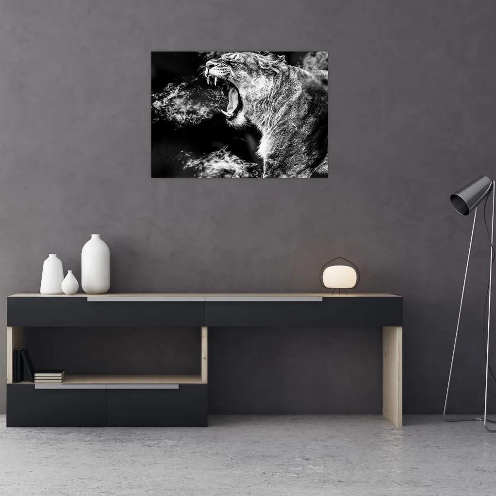 Skleněný obraz - Portrét lvice (70x50 cm)