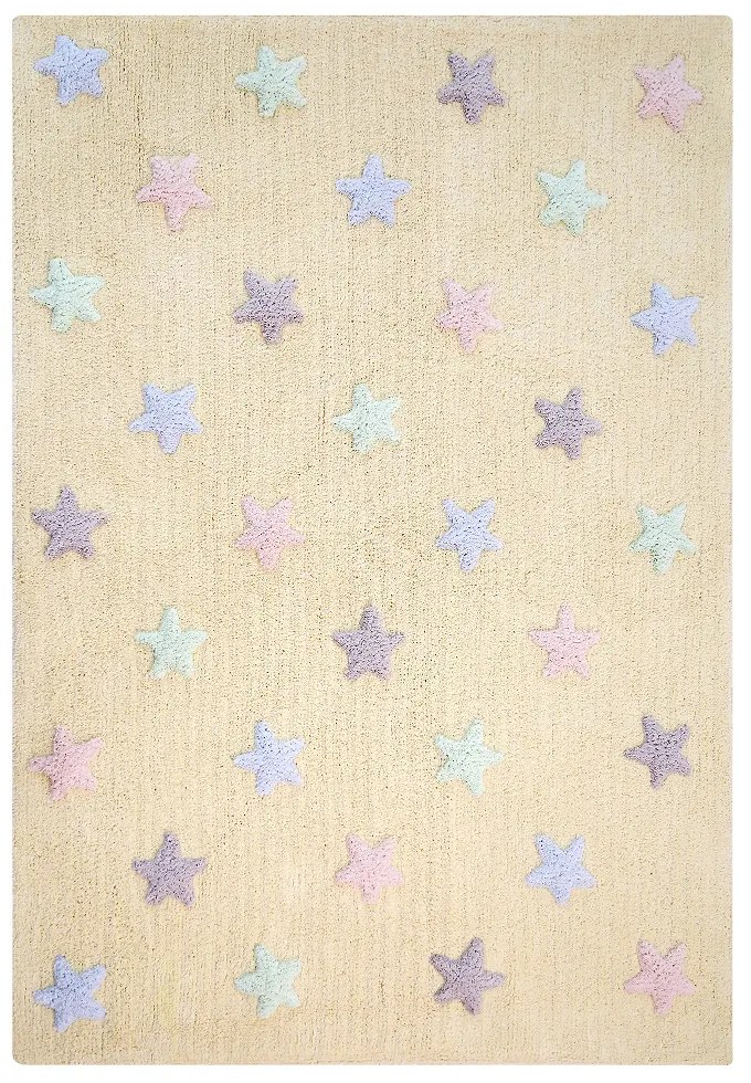 Lorena Canals koberce Pro zvířata: Pratelný koberec Tricolor Stars Vanilla ROZMĚR: 120x160