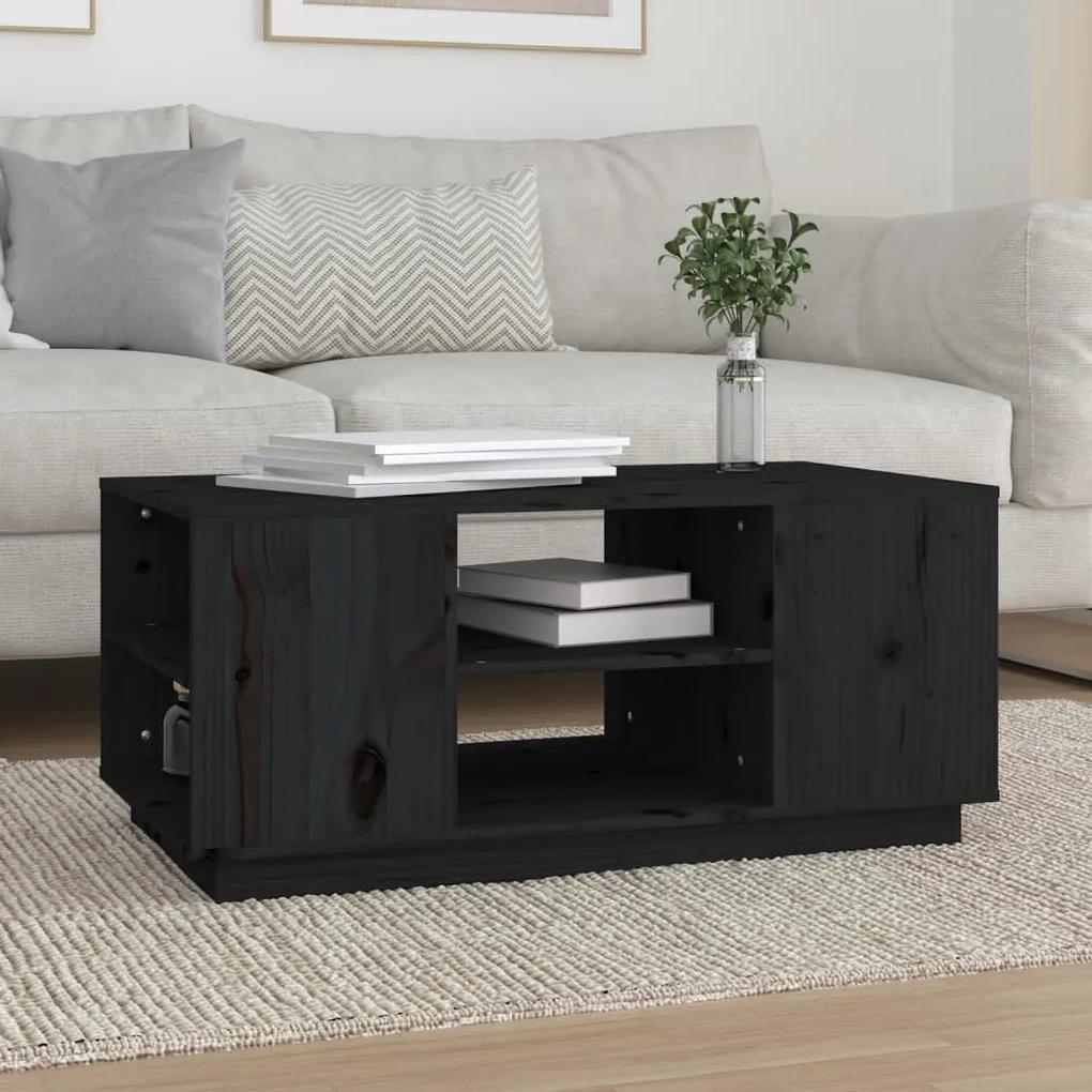 vidaXL Konferenční stolek 90x49x40,5 cm masivní borové dřevo [814400] Barva: Černá