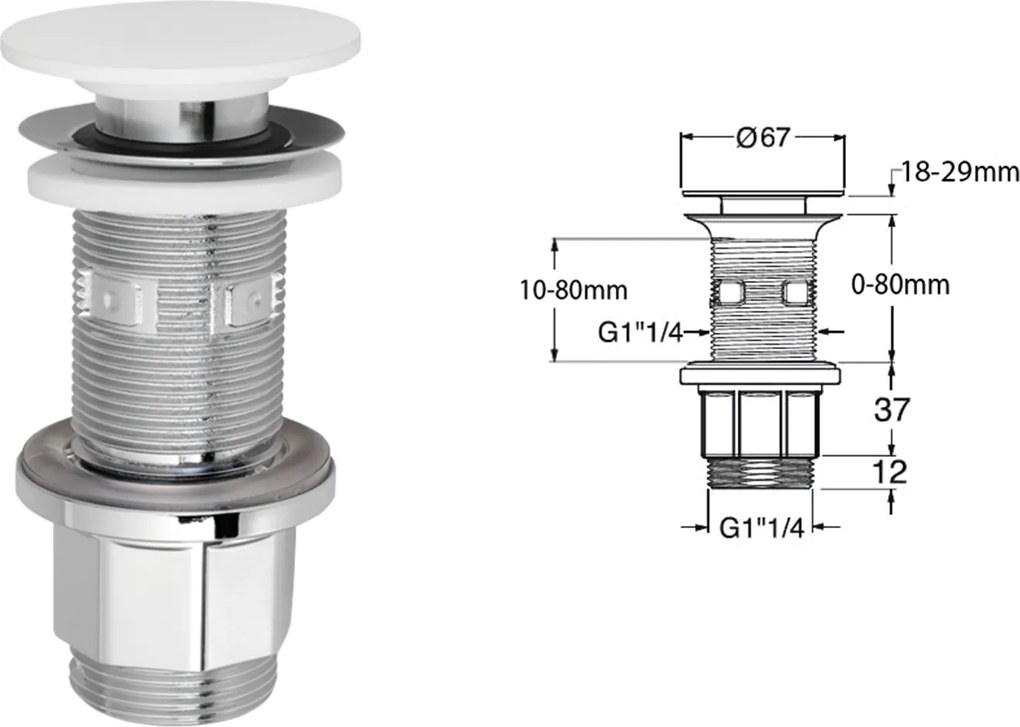 Silfra Sapho IMPALA WA03451 umyvadlová výpust Rockstone click-clack bílá mat