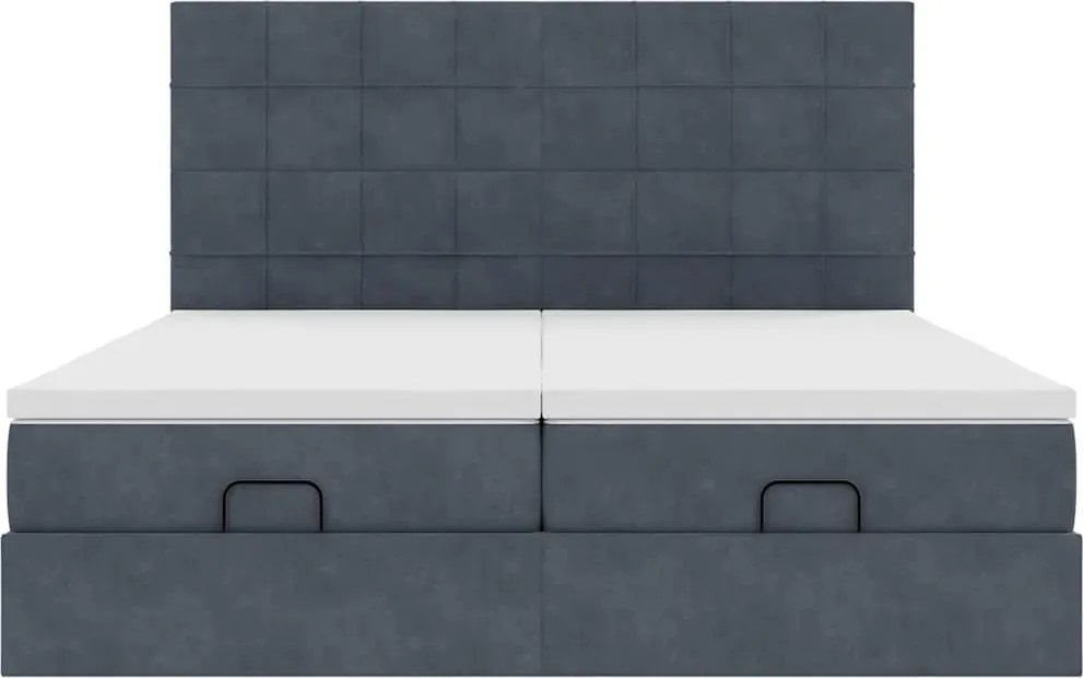 Osmanský rám postele s matrací tmavě šedý 200x200cm samet 3313779