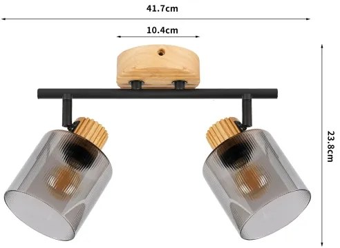 Brilagi - Bodové svítidlo HYGGE 2xE14/15W/230V dřevo/kouřová