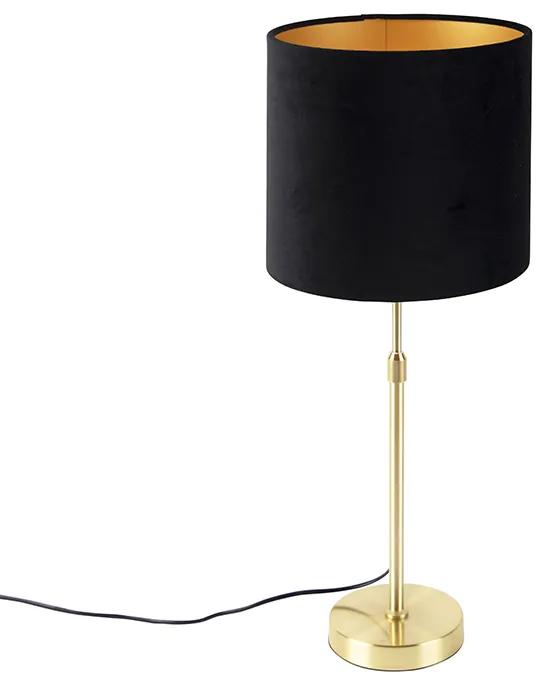 Stolní lampa zlatá / mosazná s černým sametovým odstínem 25 cm - Parte
