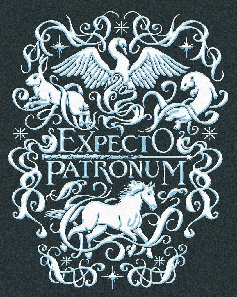 zuty zuty - malování podle čísel - plakát expecto patronum (harry potter), 40x50 cm, plátno+rám